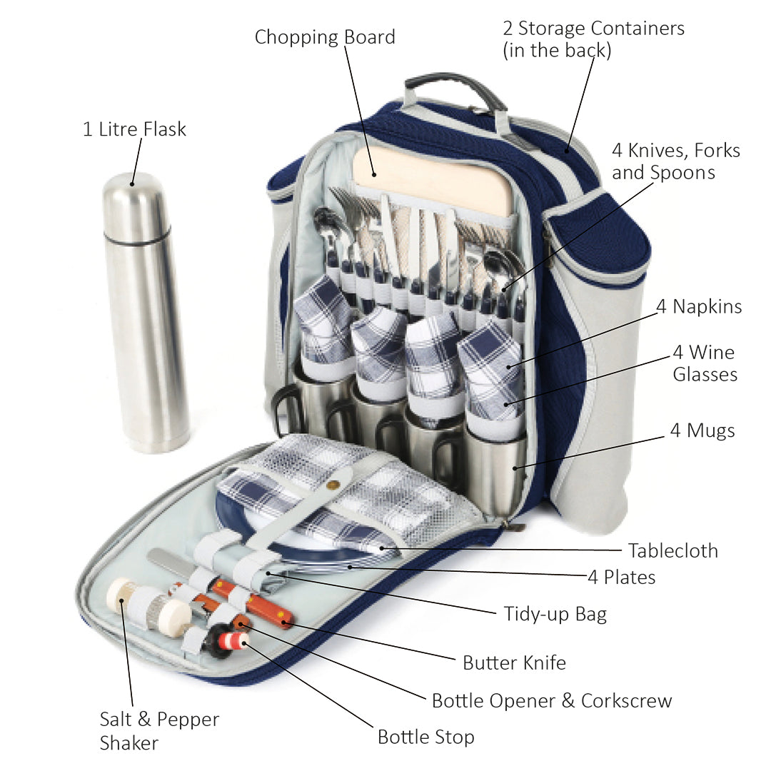 Super Deluxe Picnic Backpack Hamper for 4 people | Greenfield Collection